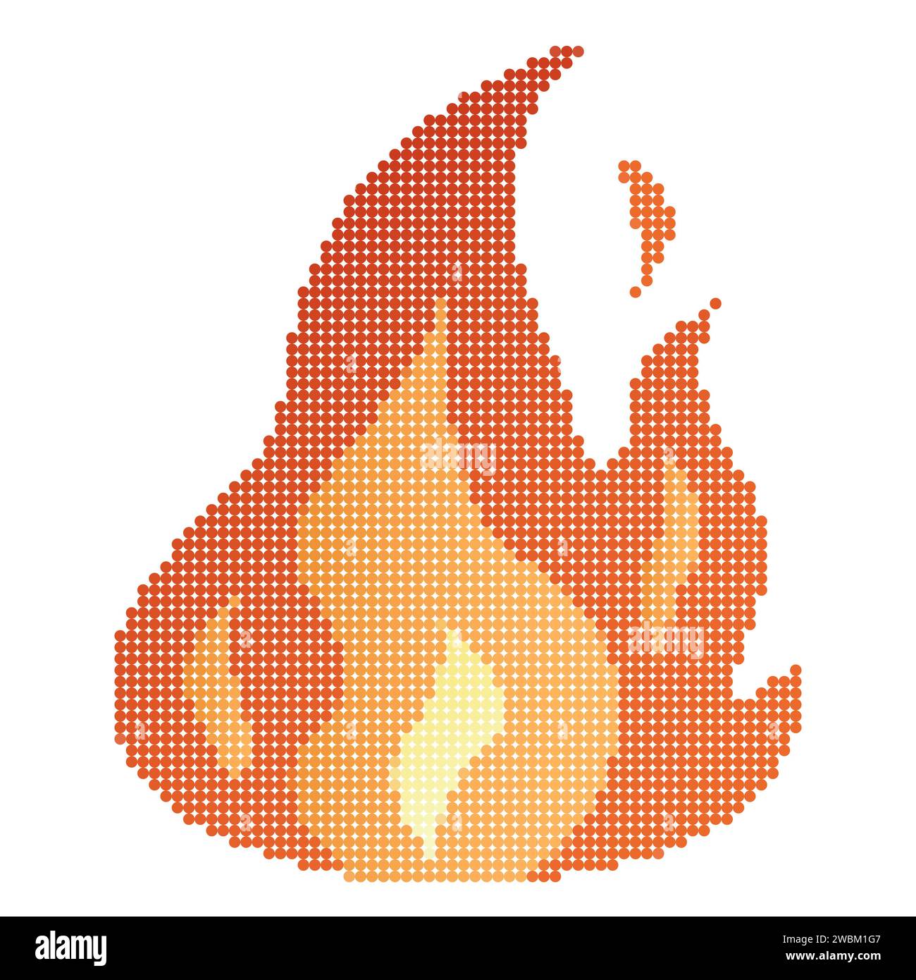 Pixel Dot Fire flames. Cartoon campfire, bright fireball, heat wildfire ...
