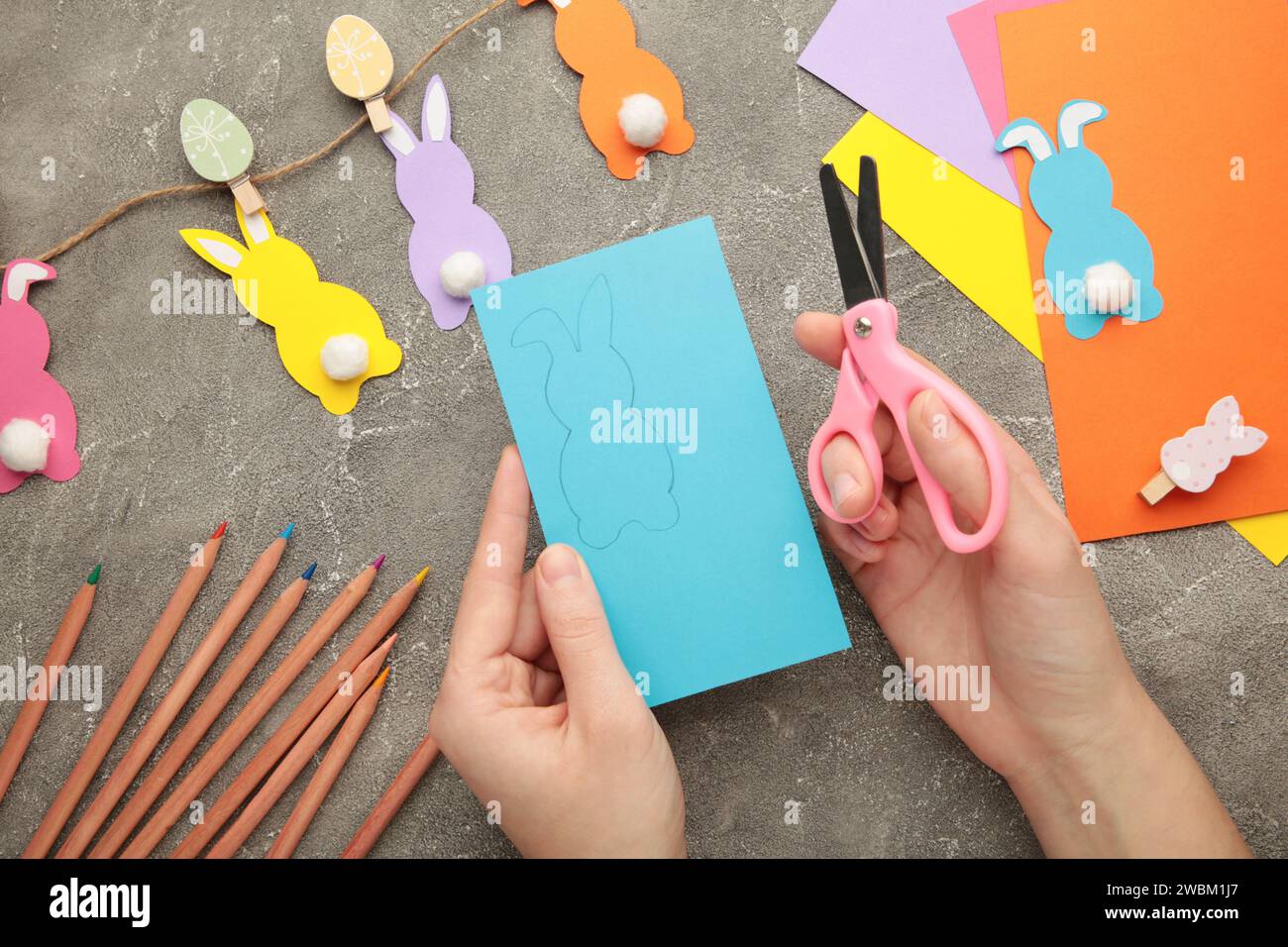DIY and kid's creativity. How to make paper greeting cards with a bunny ...
