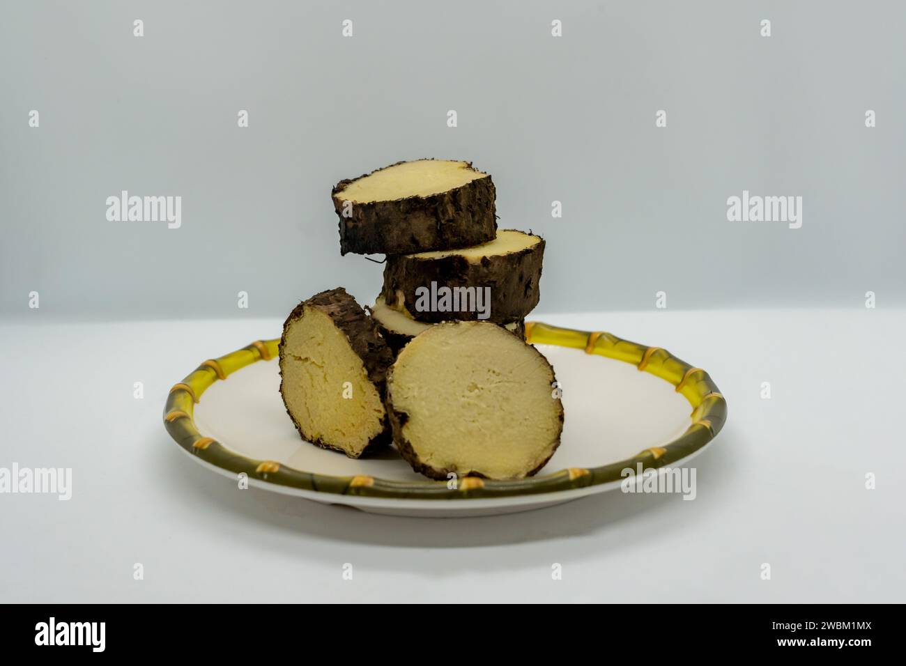 A Plate full of Fibrours Root of Purplish yellow Yam aka Tarul Stock ...