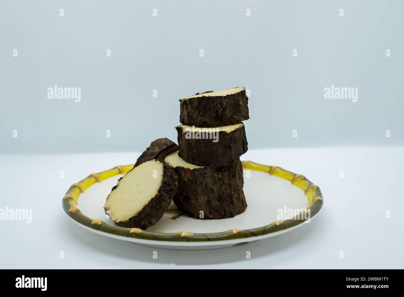 A Plate full of Fibrours Root of Purplish yellow Yam aka Tarul Stock ...