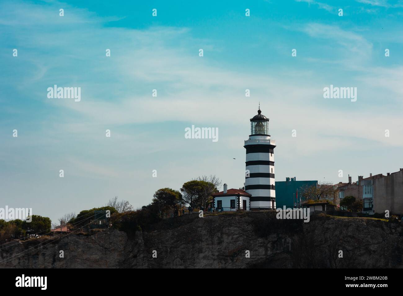 Sile Lighthouse or Sile Deniz Feneri in black sea coast of Istanbul ...