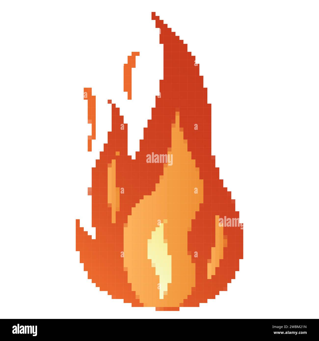 Pixel Fire flames. Cartoon campfire, bright fireball, heat wildfire and ...