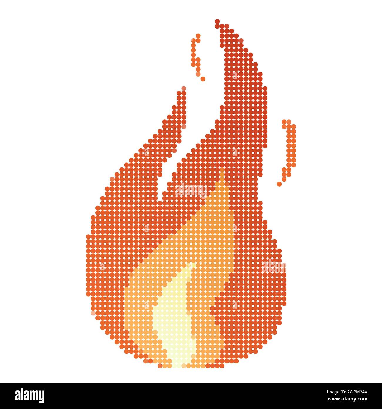 Pixel Dot Fire flames. Cartoon campfire, bright fireball, heat wildfire ...
