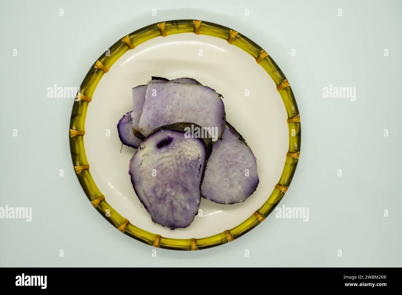 A Plate full of Fibrours Root of Purplish yellow Yam aka Tarul Stock ...