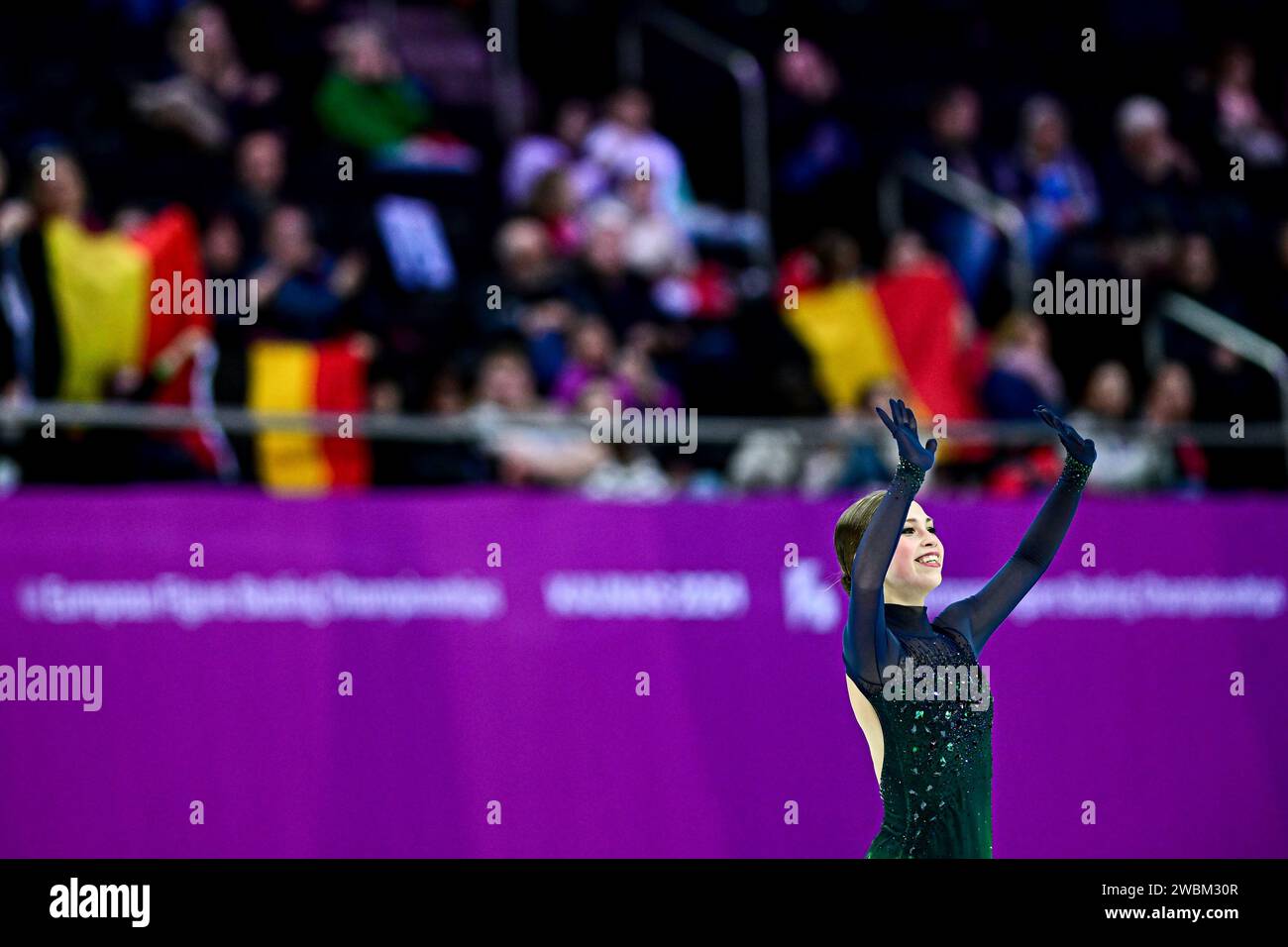 Nina PINZARRONE (BEL), during Women Short Program, at the ISU European ...