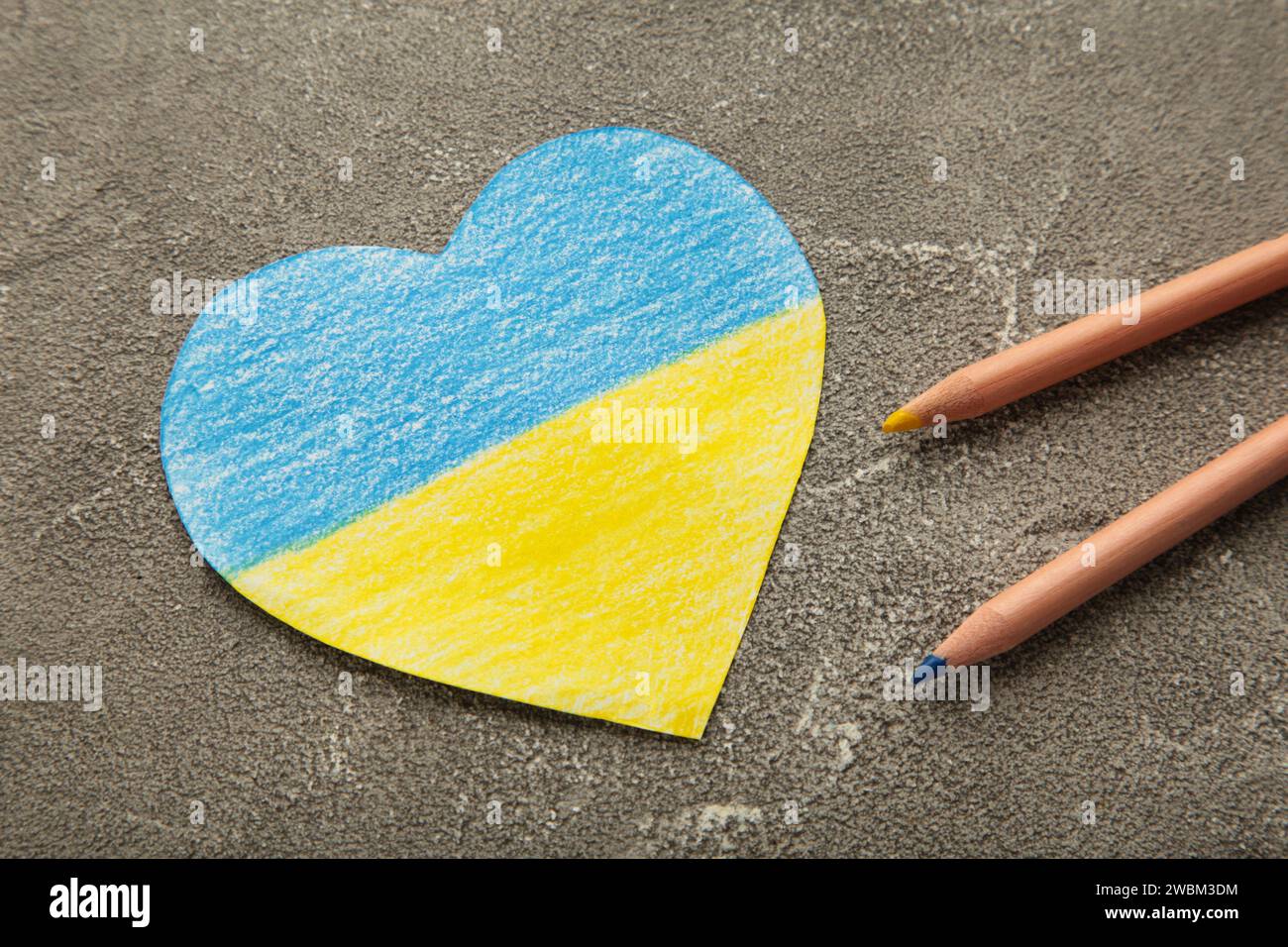 Heart pattern, yellow-blue flag of Ukraine. revention of hostilities in ...