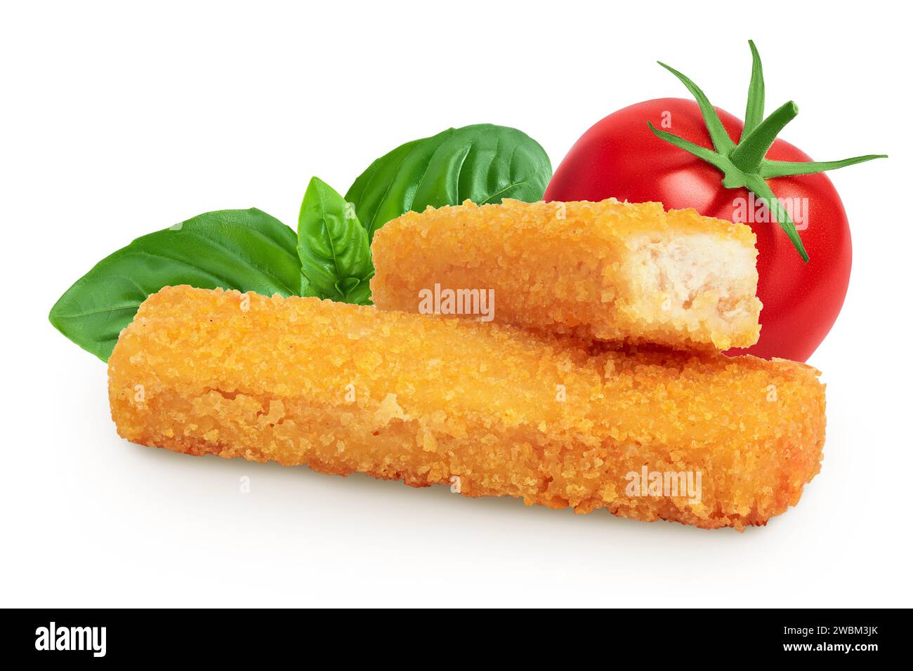 Fish finger or stick isolated on white background with full depth of ...