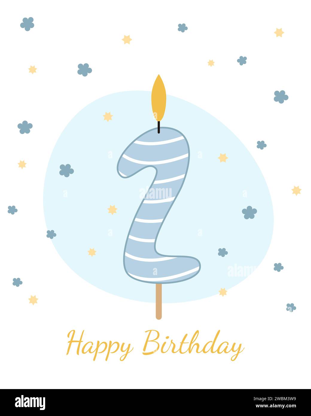 Sweet, Happy Birthday card. Vector illustration of a candle for a cake ...