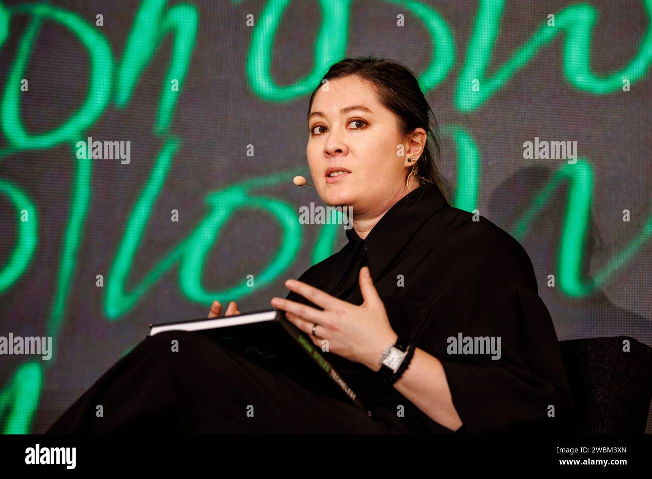 Munich, Germany. 11th Jan, 2024. Sasha Stiles, Poet, Language Artist & AI Researcher speaks at ...