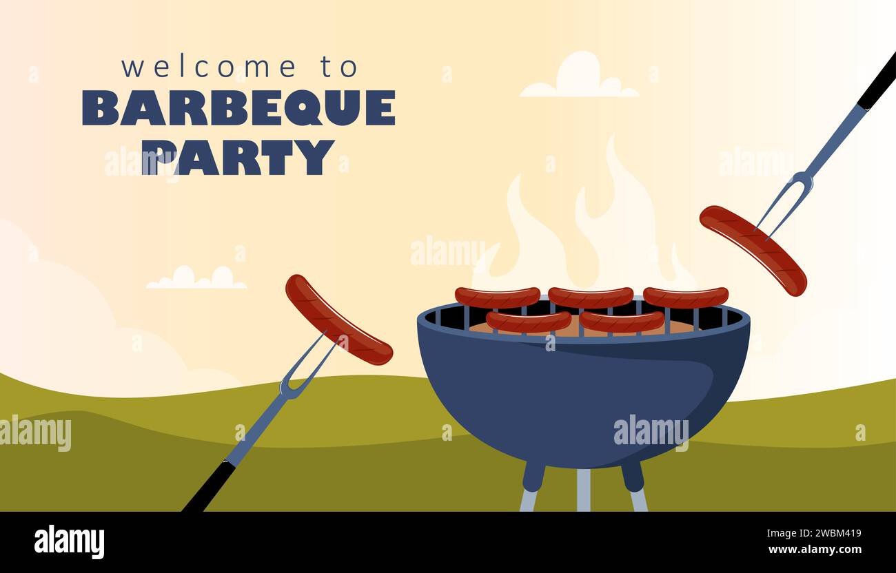 Barbeque party invitation card or poster template with grill food flyer ...
