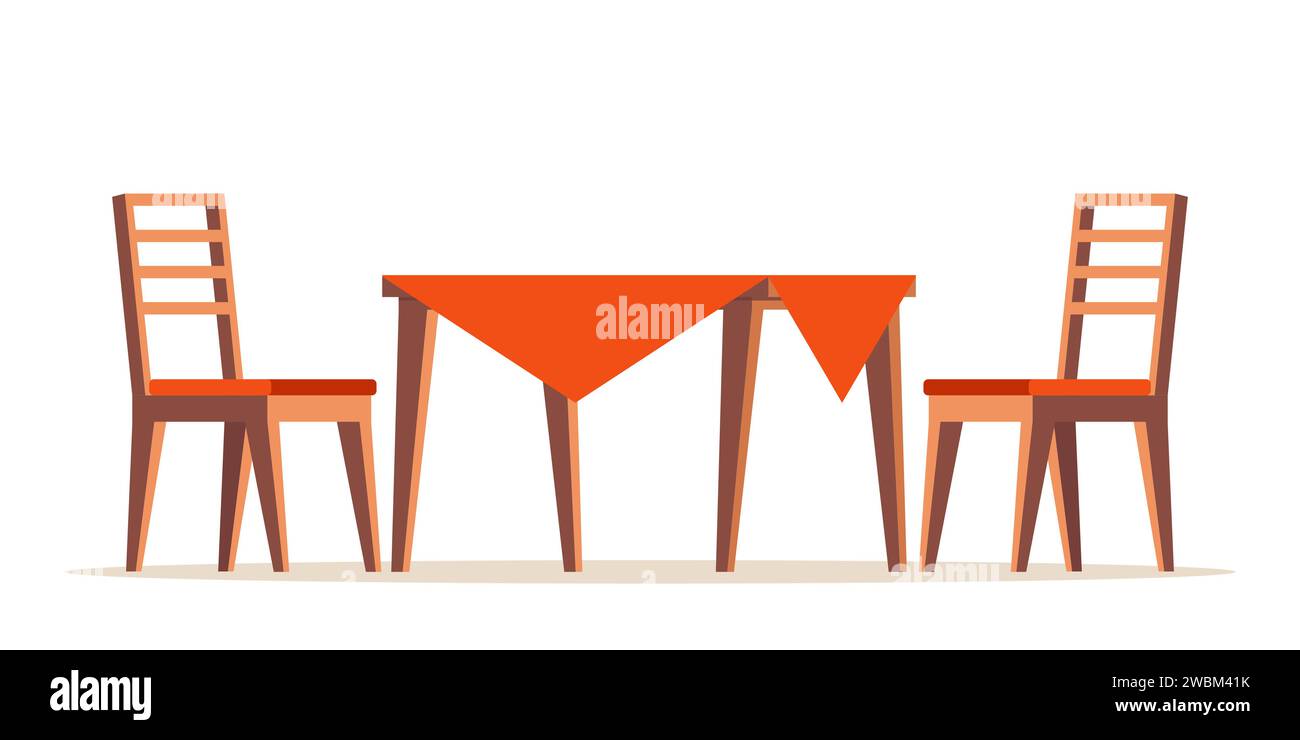 Table with tablecloth and chairs for terrace park or cafe. Vector ...