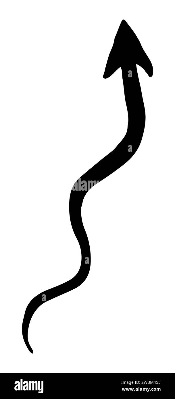 Hand painted arrow drawn with ink brush isolated on white background ...