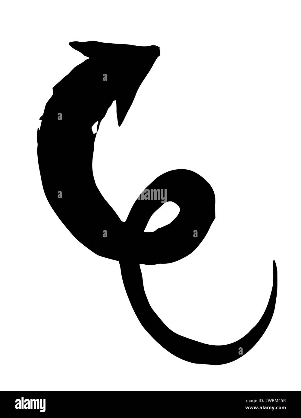 Ink arrow curled symbol hand painted with brush in swoosh whimsical ...