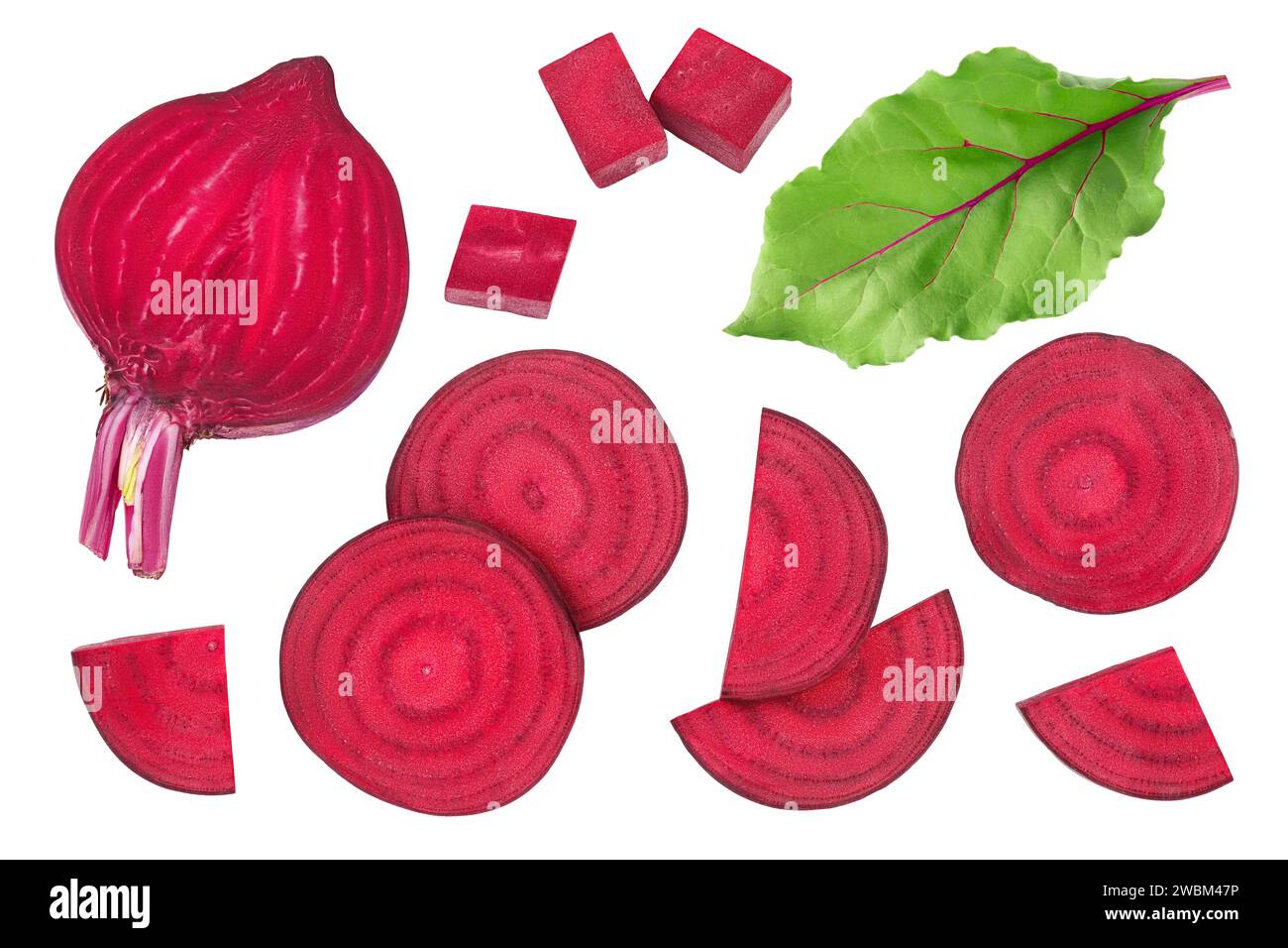 beetroot slices isolated on white background with full depth of field ...