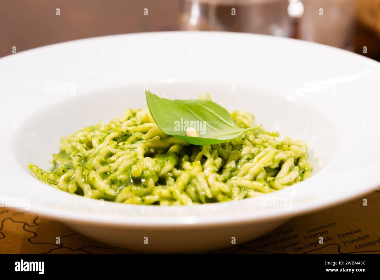 Traditional Italian food - trofie al pesto, typical regional pasta from ...