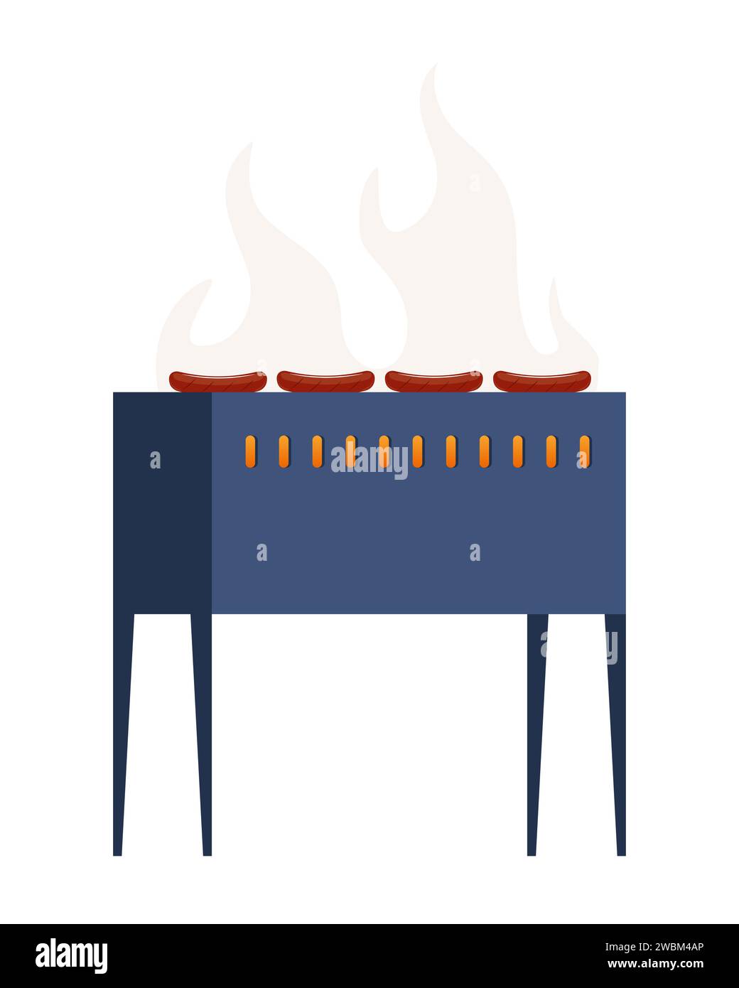 Round barbeque grill, BBQ icon, device for grilling food. Vector ...