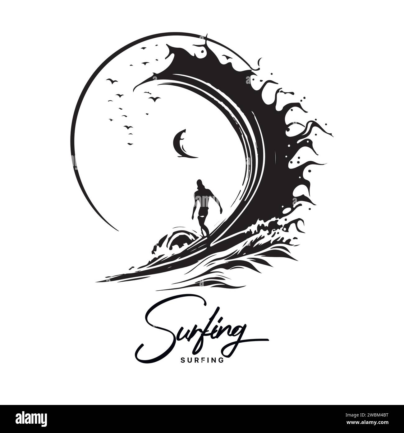 Ocean wave logo riding Stock Vector Images - Alamy