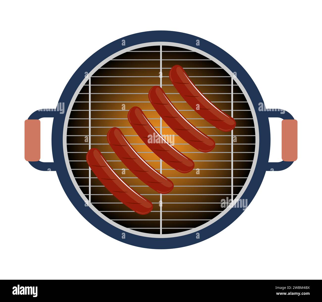 Round barbeque grill, BBQ icon, device for grilling food. Top view ...