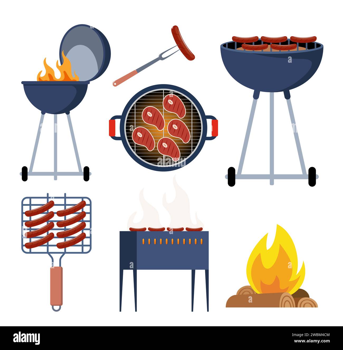 Barbecue equipment. Charcoal and gas kettle BBQ grill equipment ...