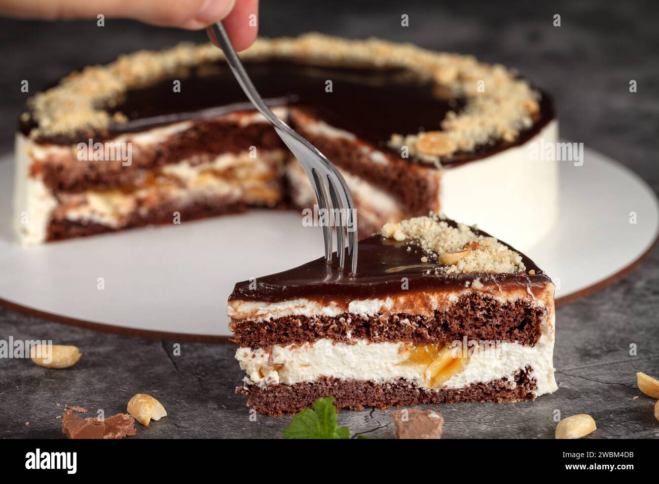 Snickers chocolate. Cake, caramel, nougat and peanut. Vegan gluten free ...