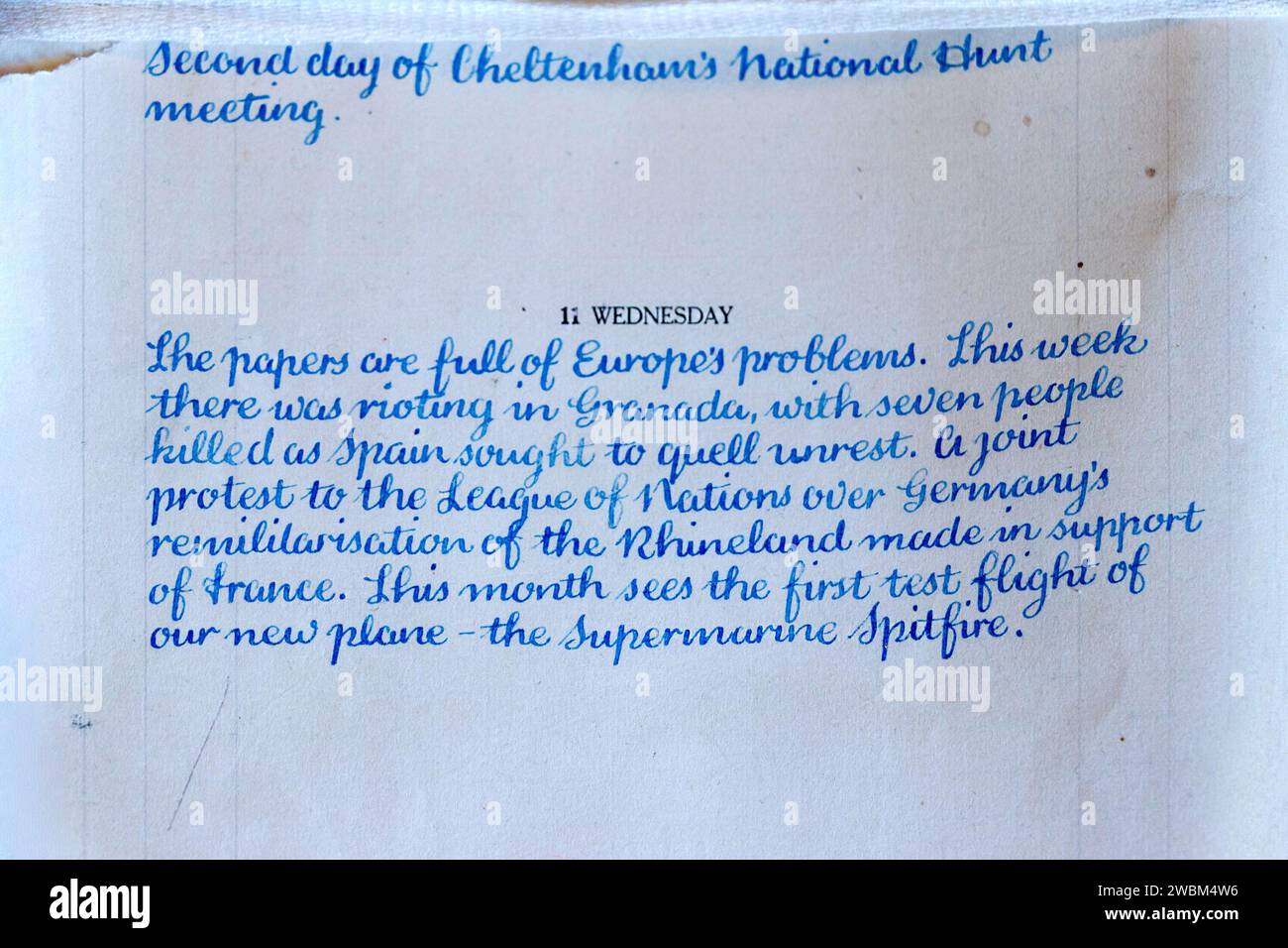 handwritten diary from 1938 spitfire inside Lower Brockhampton Manor ...