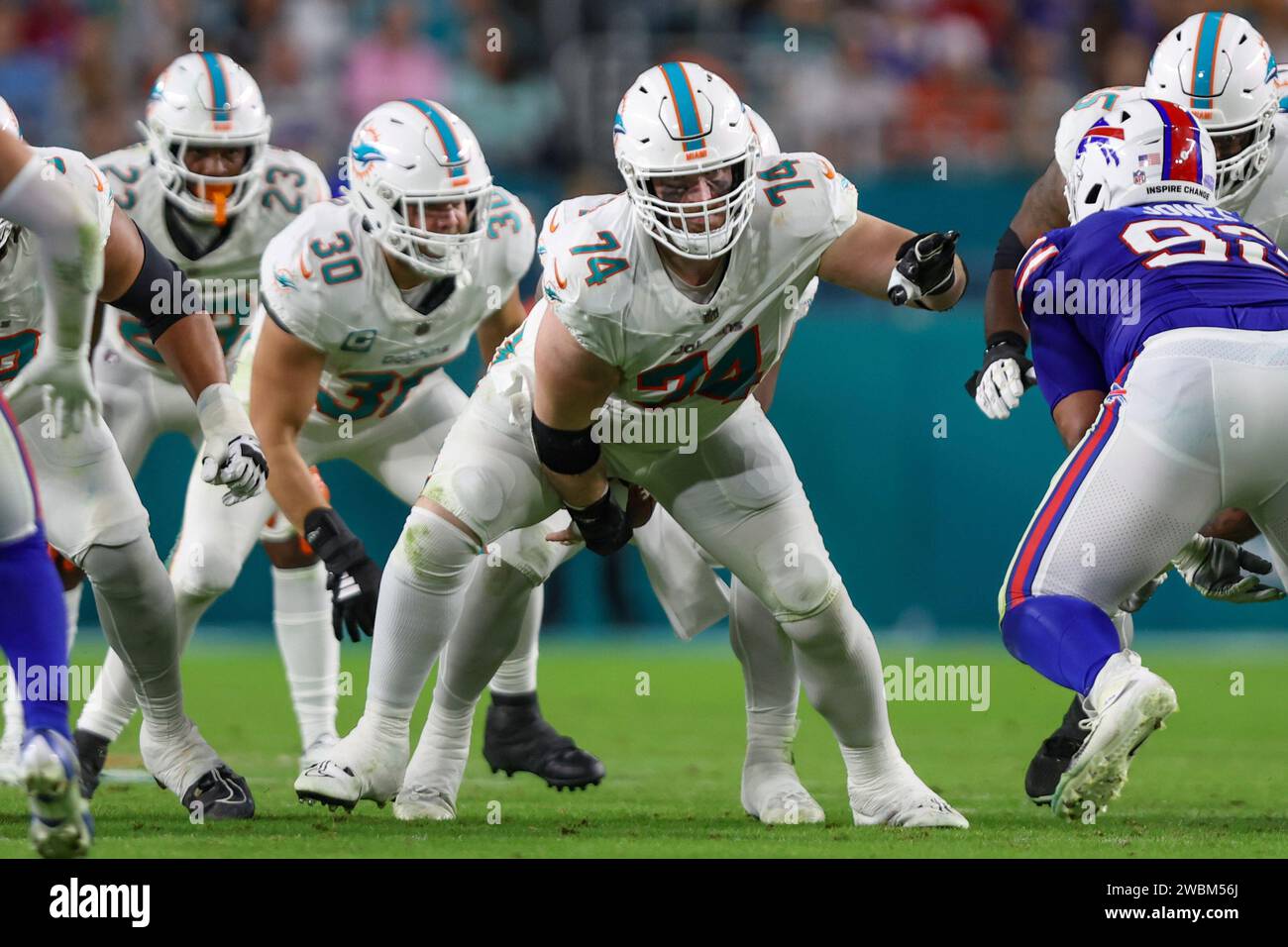 Miami Dolphins offensive tackle Liam Eichenberg (74) in action during ...