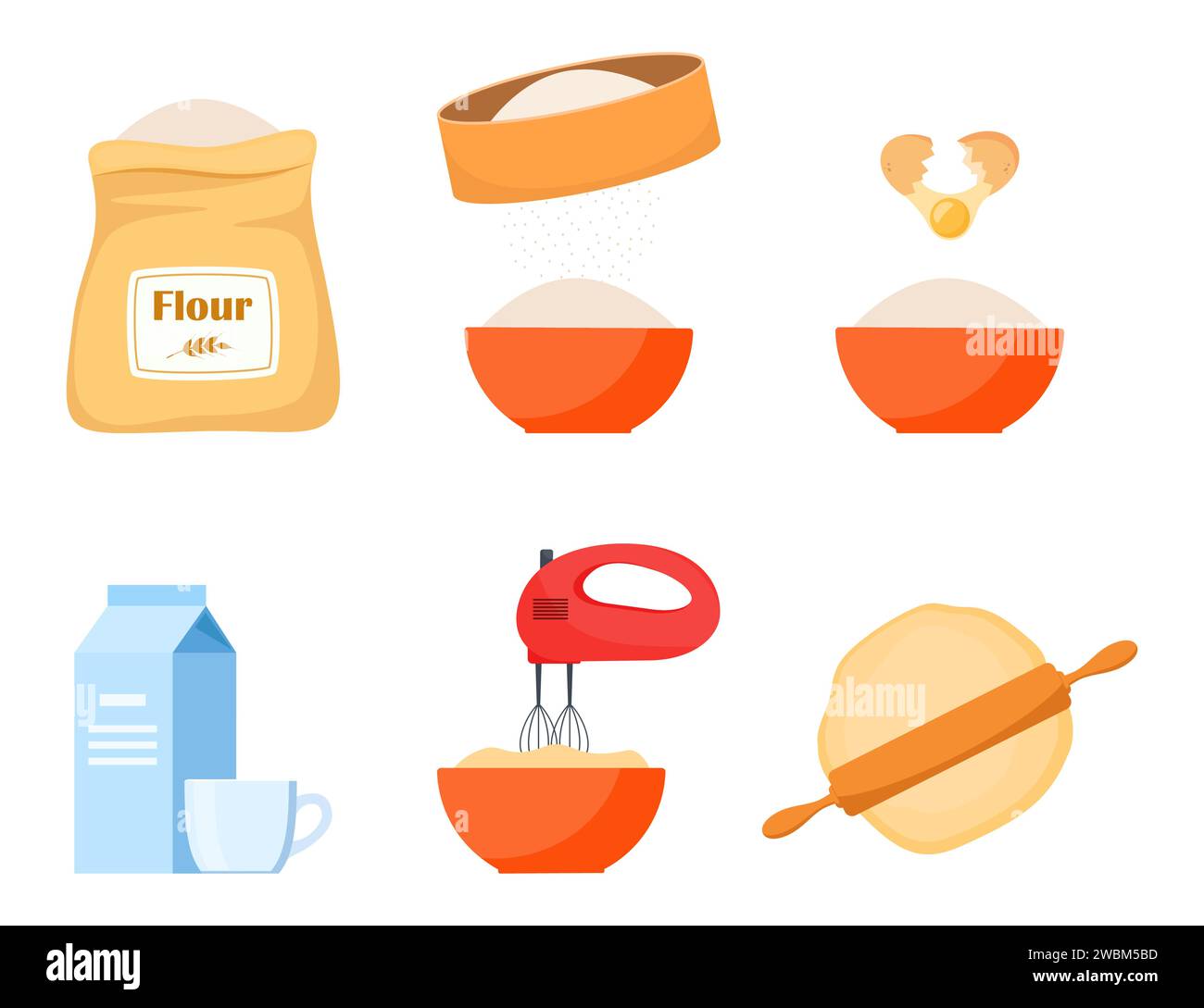 Step by step preparation cake set concept without people scene in the ...