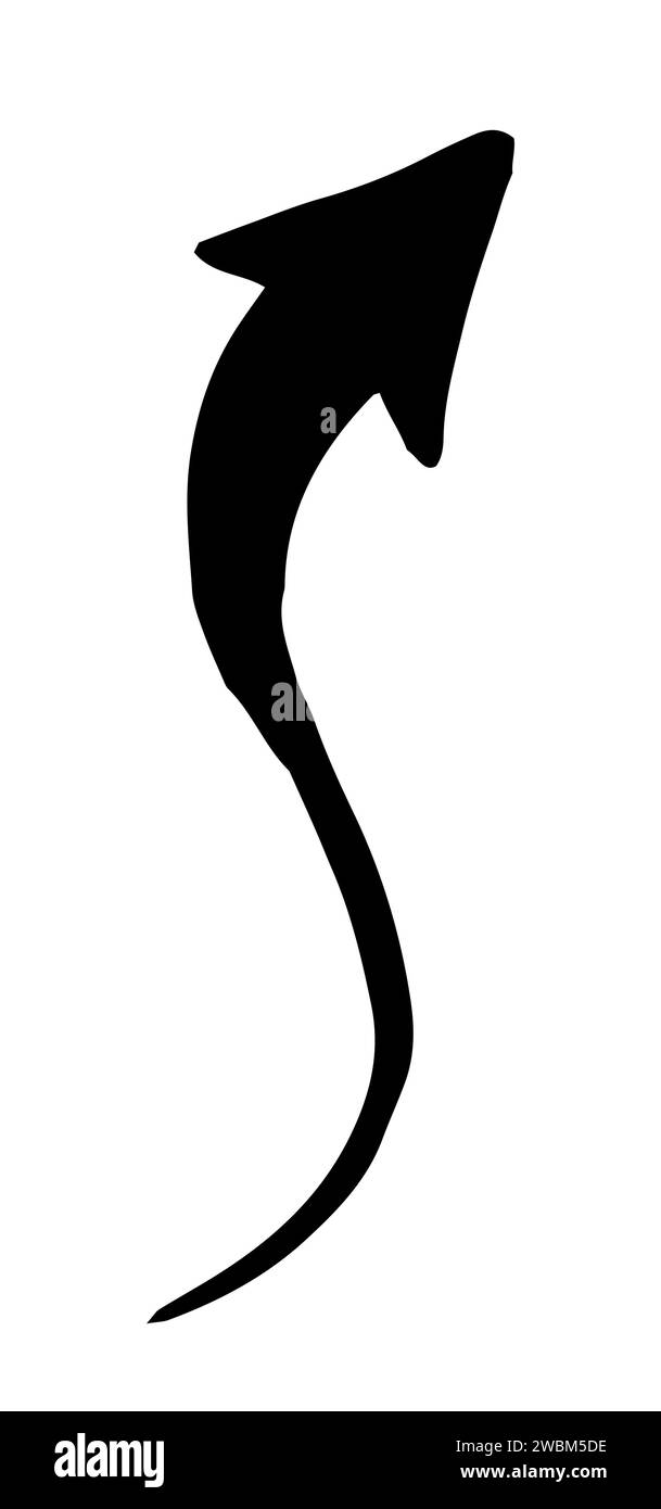 Ink arrow curled symbol hand painted with brush in swoosh whimsical ...