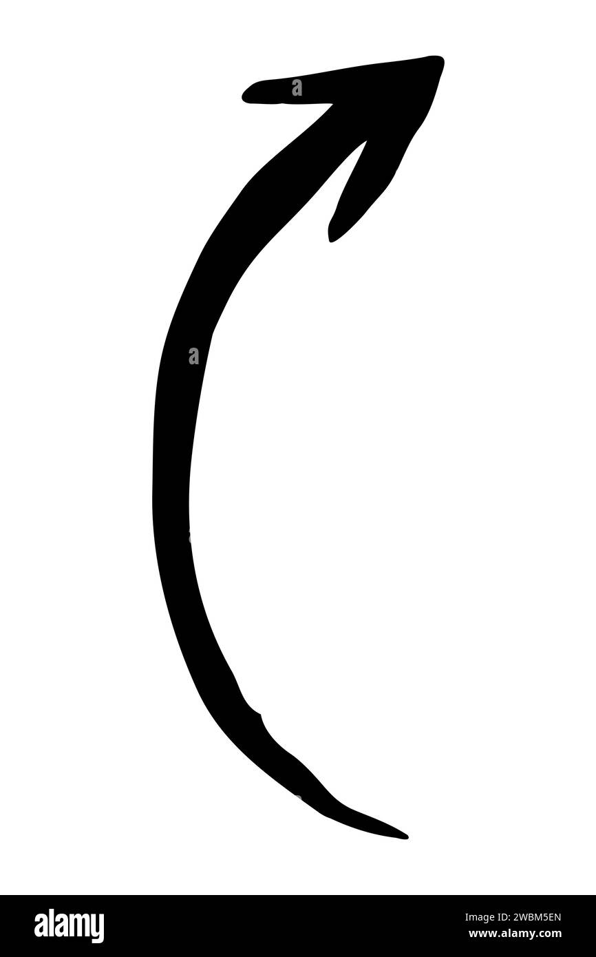 Hand painted arrow drawn with ink brush isolated on white background ...