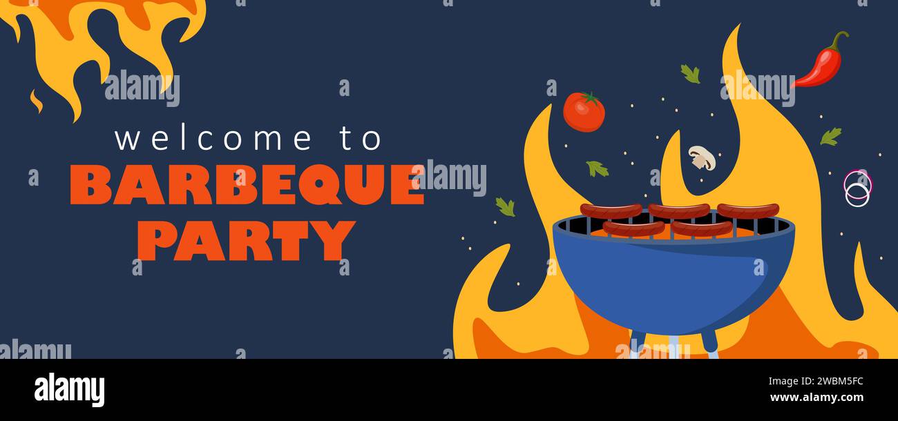 Barbeque party invitation card or poster template with grill food flyer ...