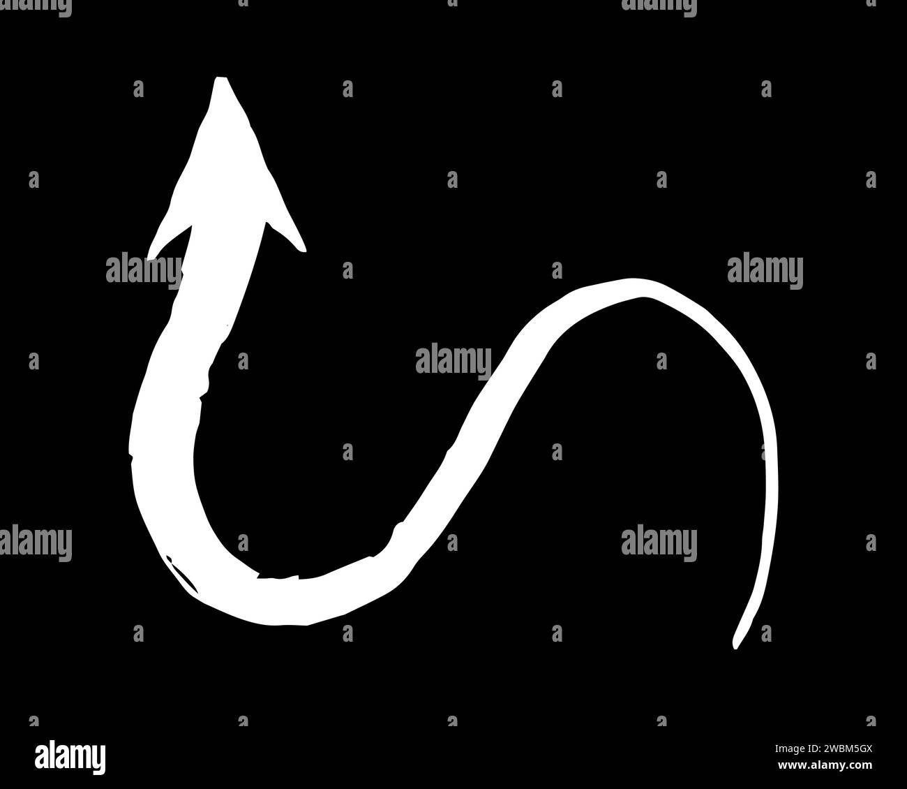 Chalk arrow symbol hand painted with white paint brush in swoosh ...
