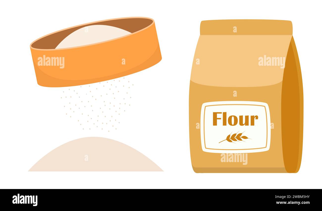 Flour sifter, package of, bowl set. Baking Ingredients. Healthy organic ...