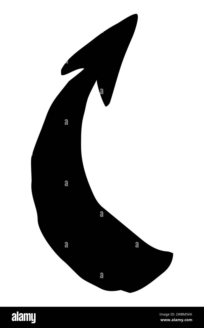 Hand painted arrow drawn with ink brush isolated on white background ...