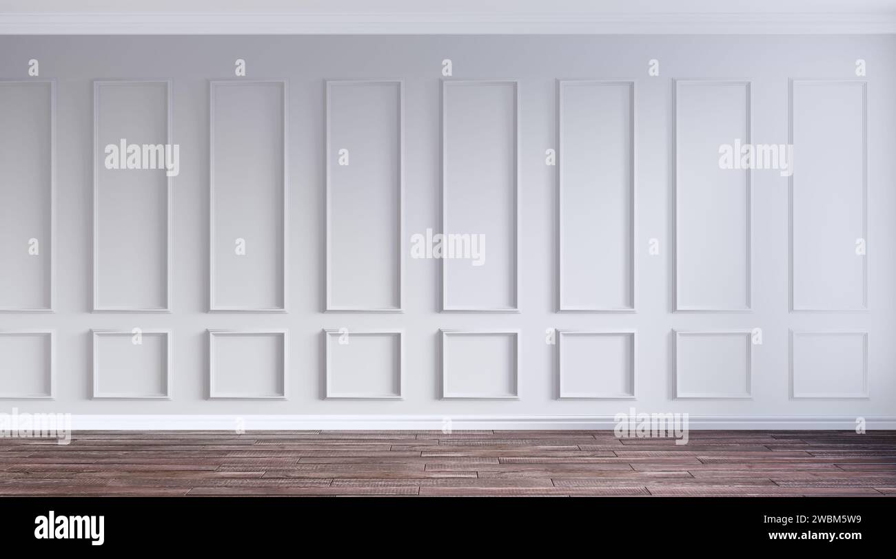 3d rendering illustration of living room with luxury white plaster wall ...