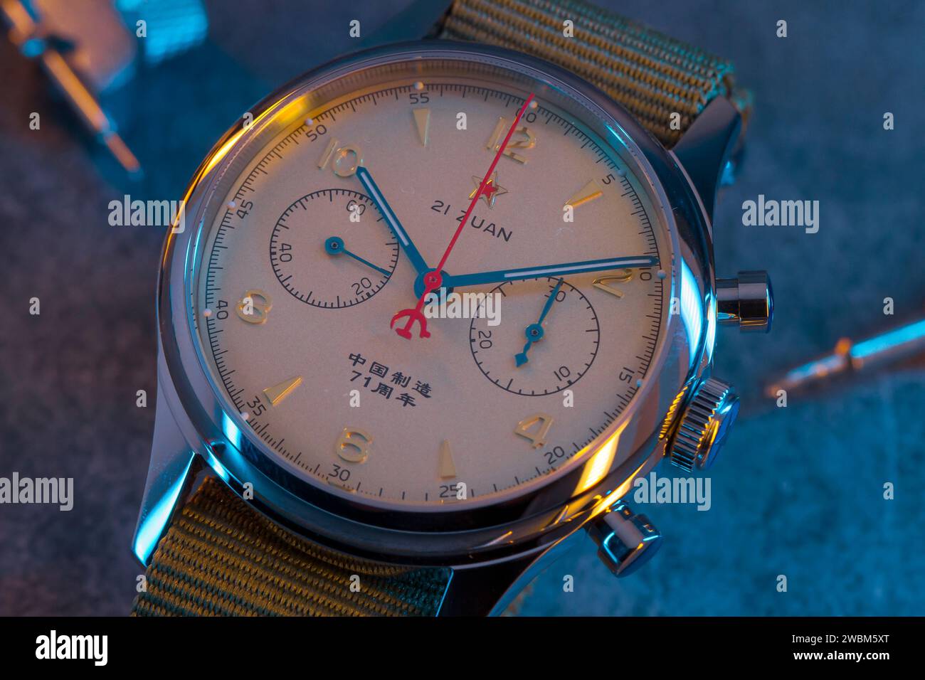 Milan, Italy - January 11, 2024: close up on Seagull 1963 chronograph ...