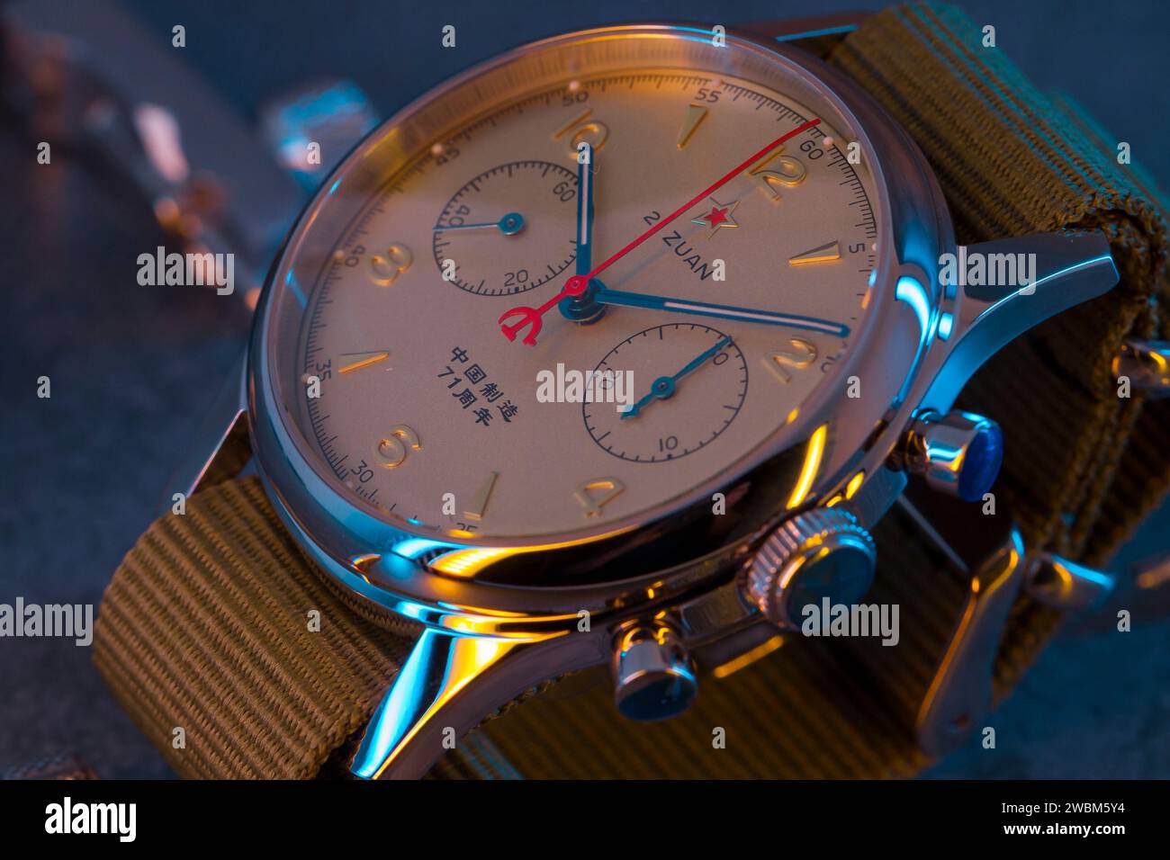 Milan, Italy - January 11, 2024: close up on Seagull 1963 chronograph ...