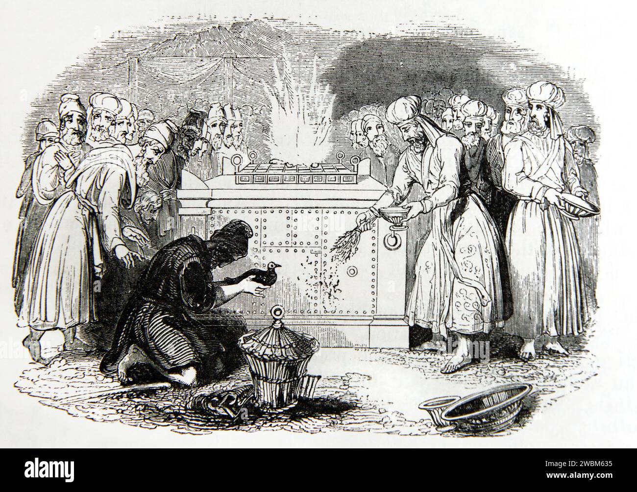 Wood Engraving of The Trespass Offering from a Painting by Melville ...