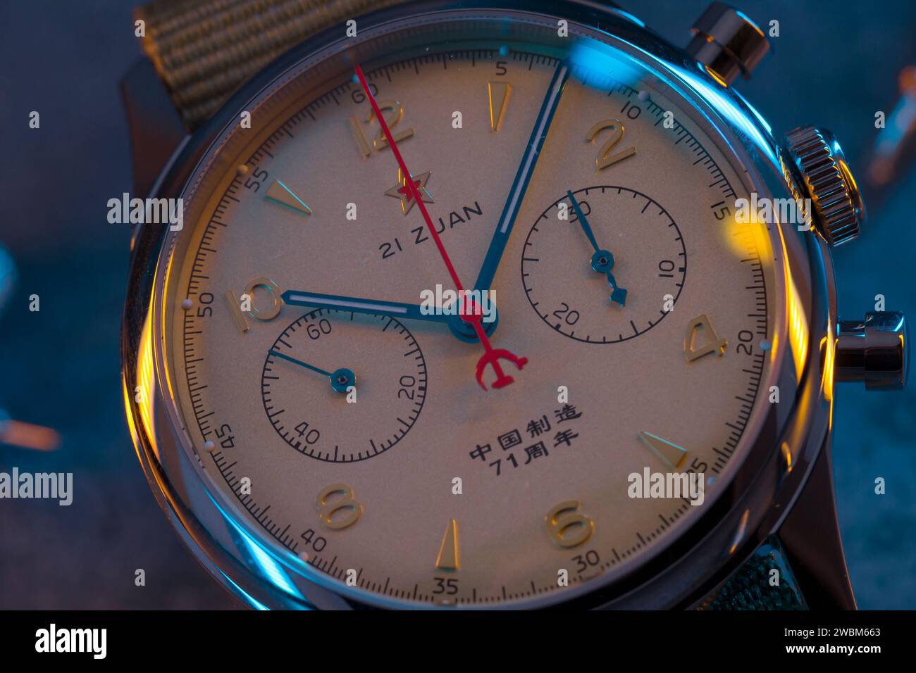 Milan, Italy - January 11, 2024: close up on Seagull 1963 chronograph ...