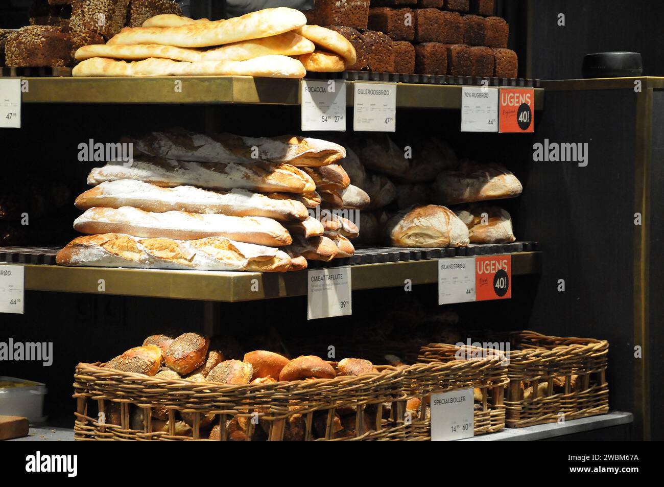 Copenhagen, Denmark /11 January 2024/Baker shop or bakery in danish ...