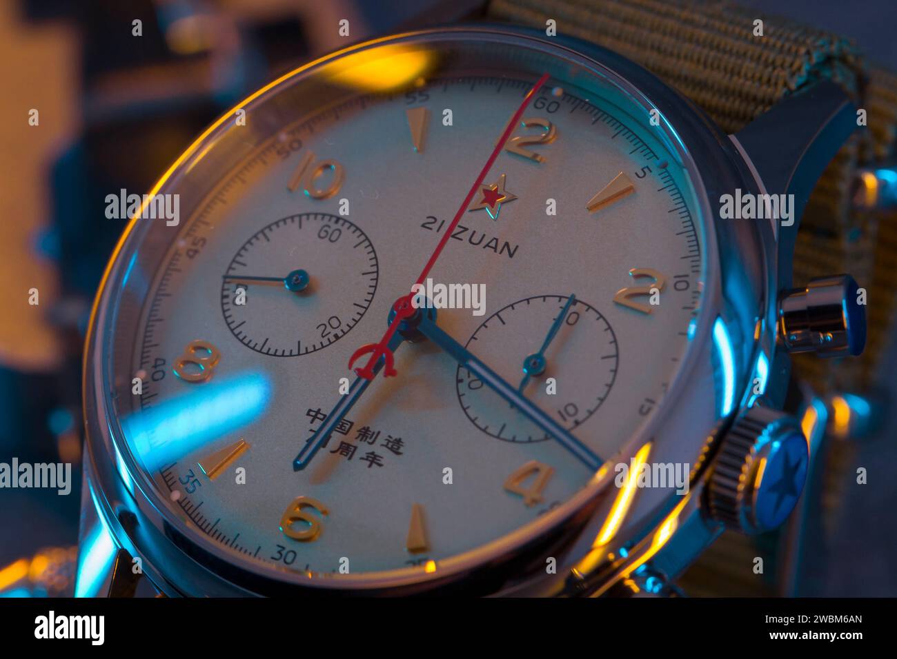 Milan, Italy - January 11, 2024: close up on Seagull 1963 chronograph ...