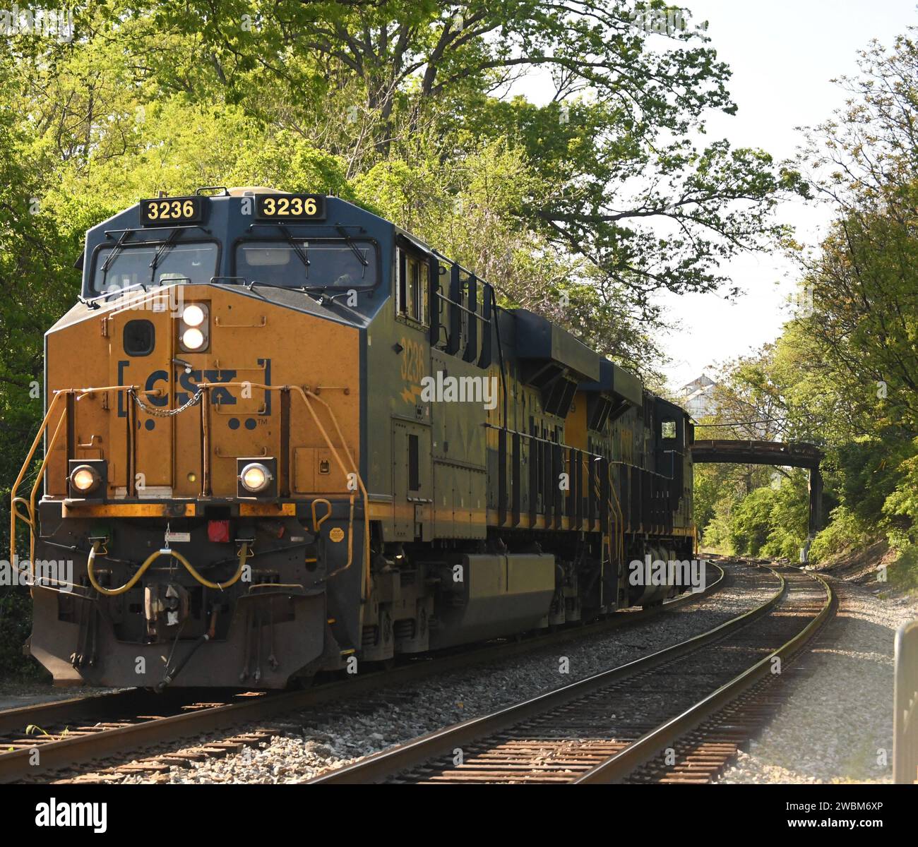 A photo of a CSX power move through the Washington Grove train station in Gaithersburg, MD Stock ...