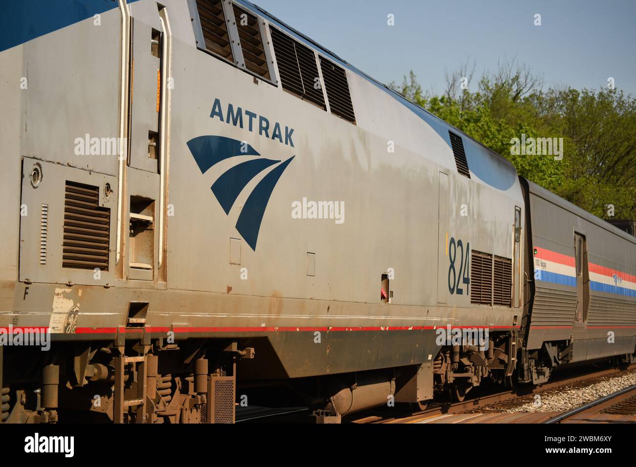 The Amtrak Capitol Limited train heading from DC to Chicago, passing through the Washington ...