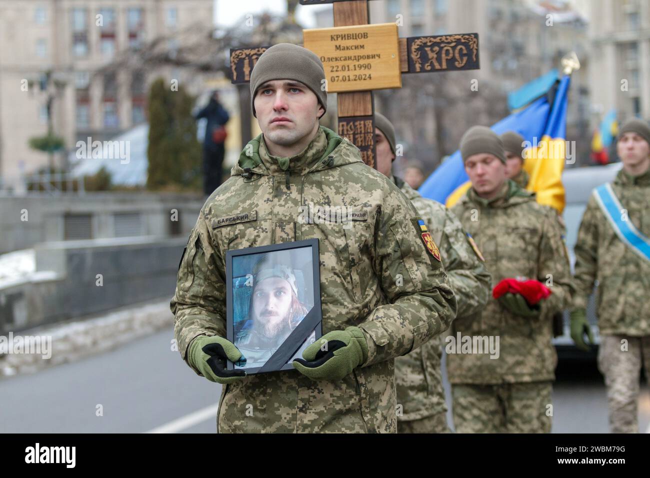 KYIV, UKRAINE - JANUARY 11, 2024 - The procession moves from St Michael ...