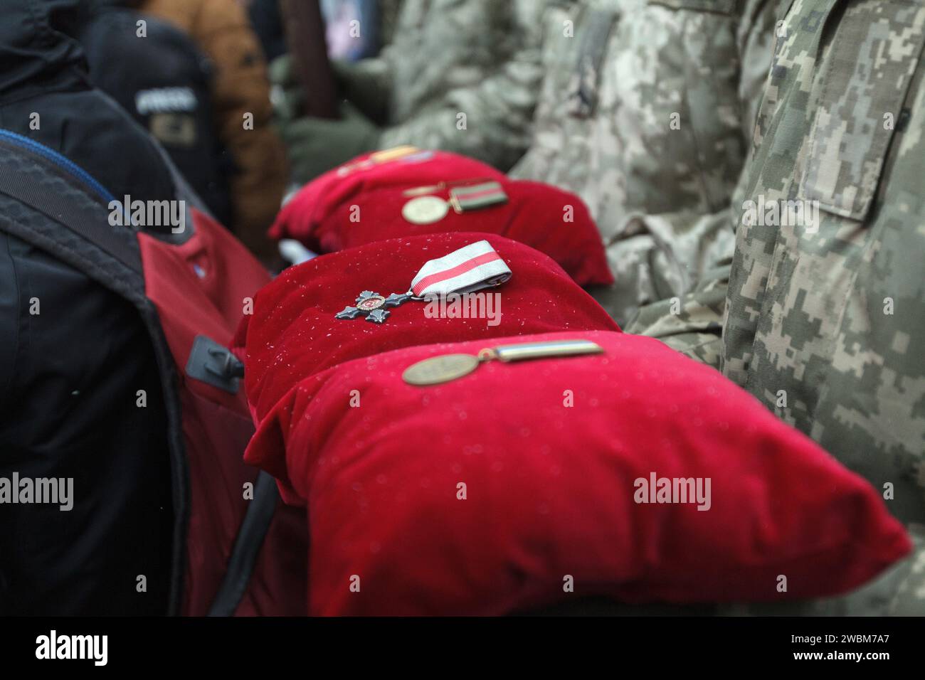 KYIV, UKRAINE - JANUARY 11, 2024 - Medals of Ukrainian poet and ...