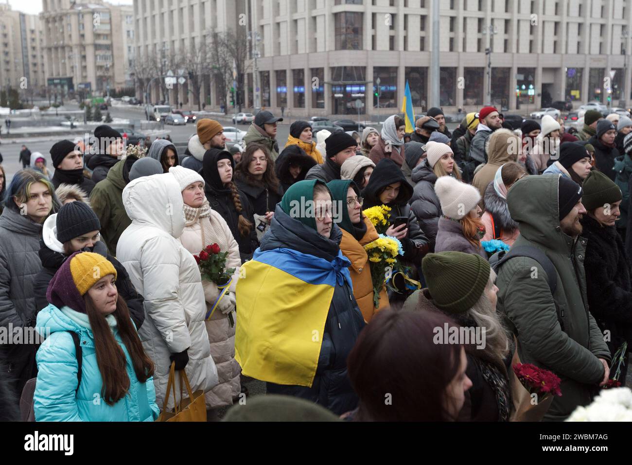 KYIV, UKRAINE - JANUARY 11, 2024 - Mourners pay their last respects to ...