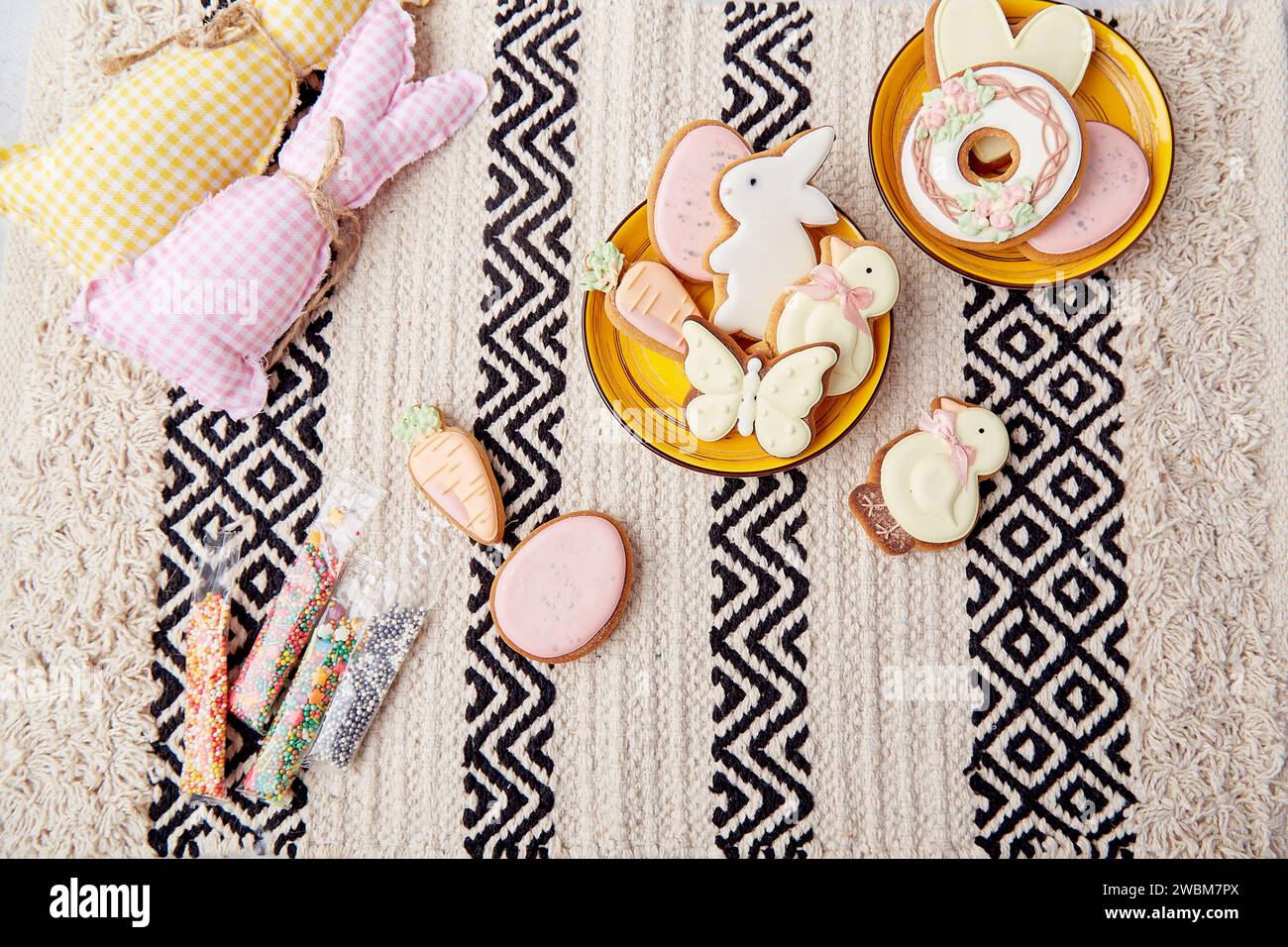 Sweet Easter traditions. Festive Easter flavors flat lay. Happy Easter ...