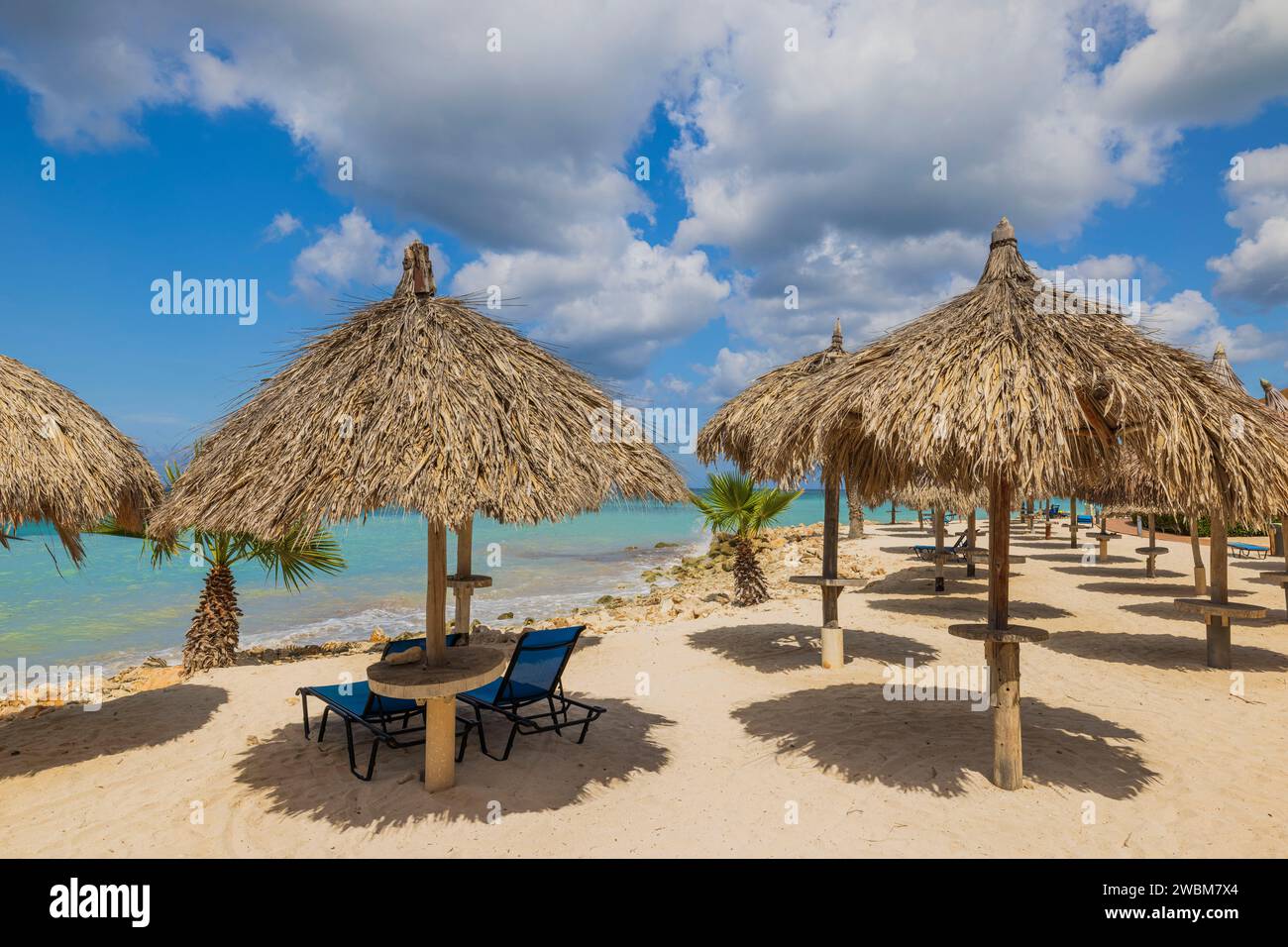 Beautiful view of Aruba's landscape with sandy Eagle Beach along the ...