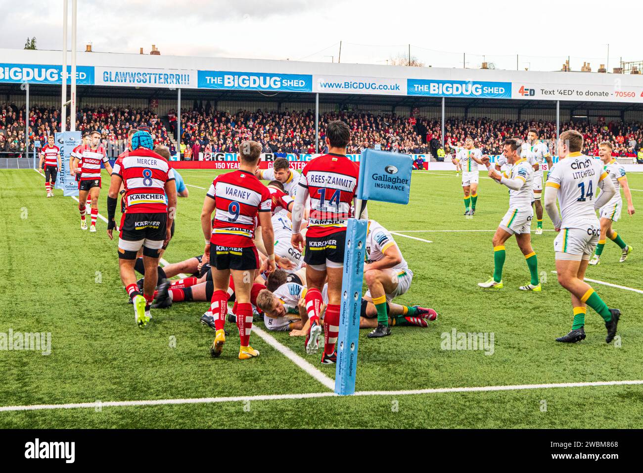 The match with Northampton on 23/12/2023 at Kingsholm Stadium, home of ...