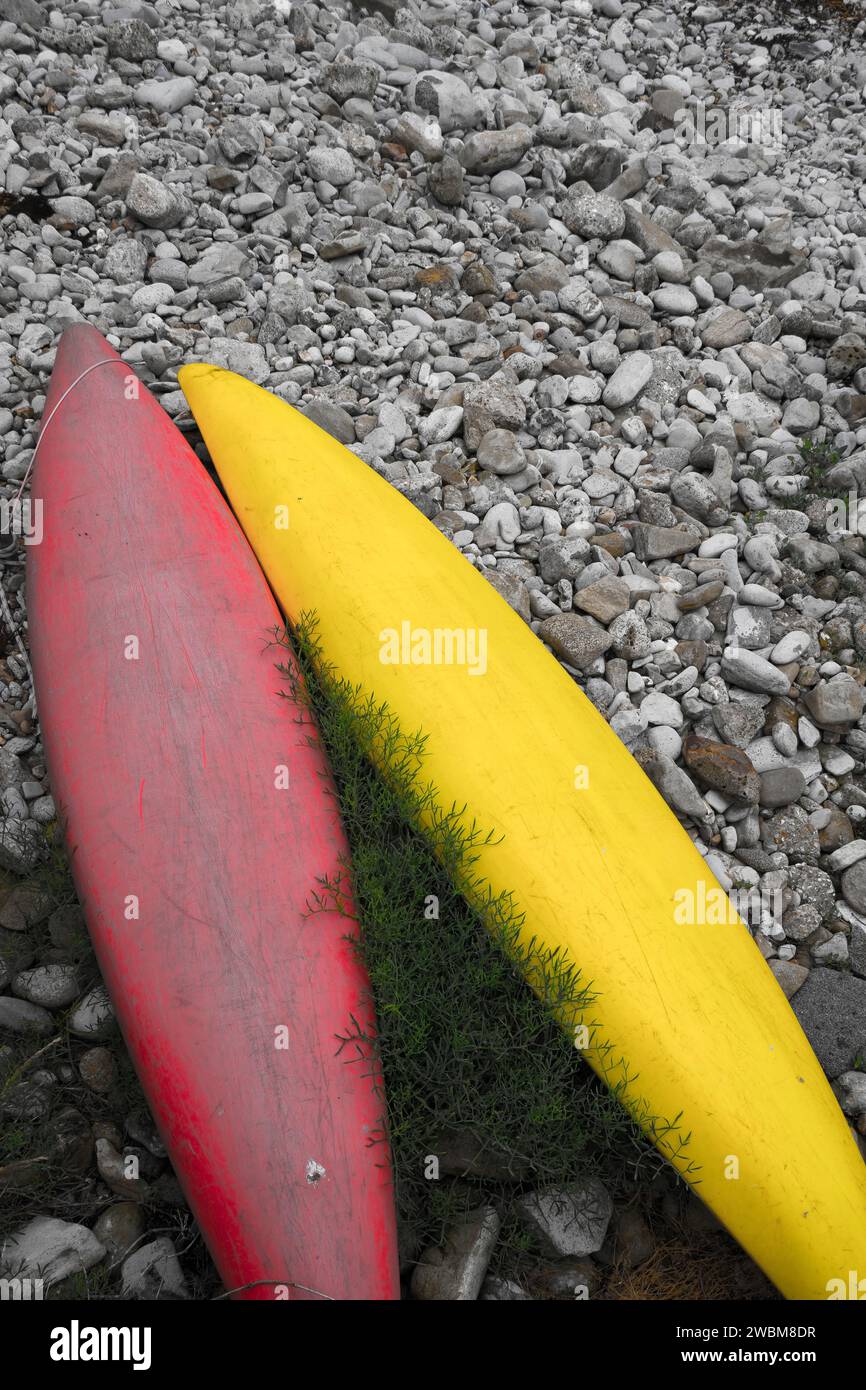 Red and Yellow Canoe Stock Photo - Alamy