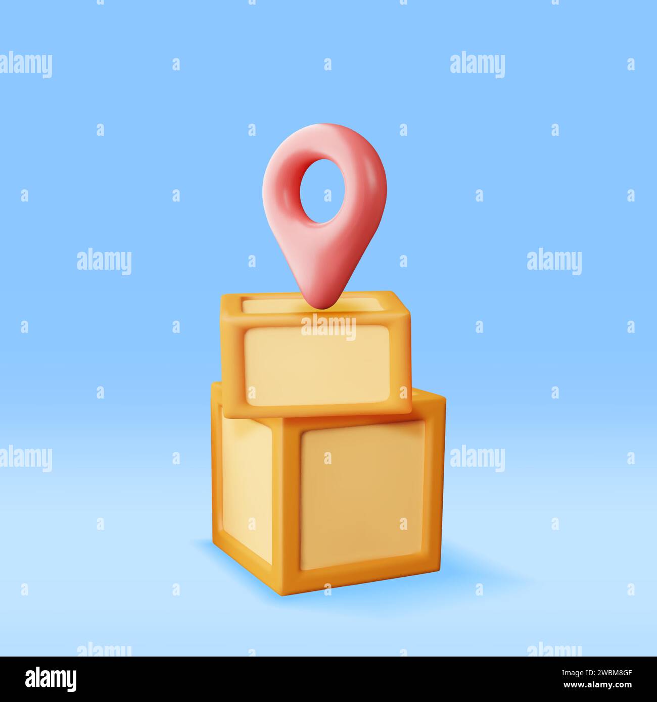 3D Carton Packaging Box and Location Pin Stock Vector Image & Art - Alamy